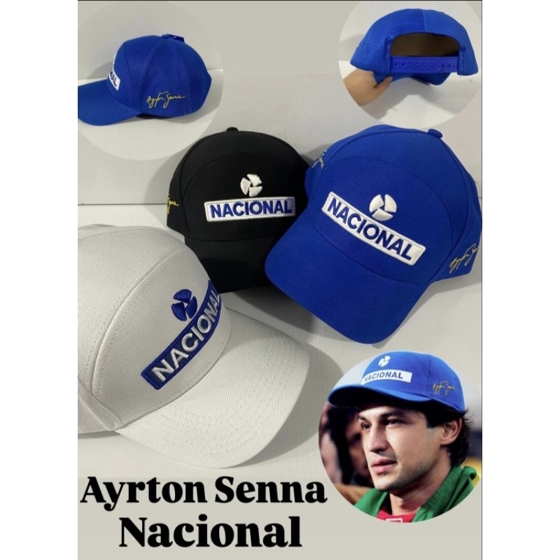 Boné Nacional Ayrton Senna Retro Bordado Aba Curva Snapback Tradicional ...