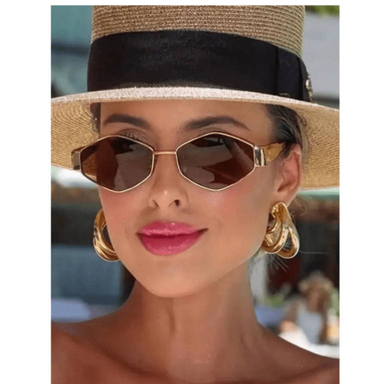 Óculos de Moda em Formato de Losango com Armação Metálica, Acessório de ...