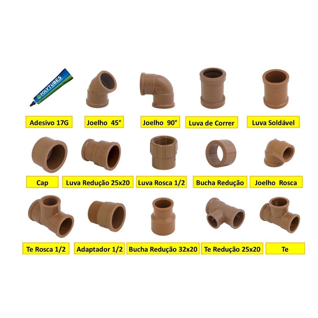 Conexões de Agua Fria 25mm (3/4”) - Adaptador - Caps - joelho - Luva ...