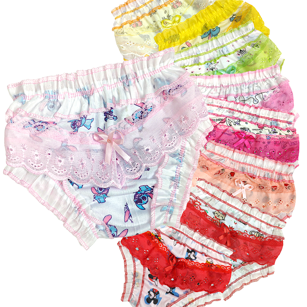 KIT 20 Calcinhas Frufru Infantil Menina Estampadas Babado | Shopee Brasil
