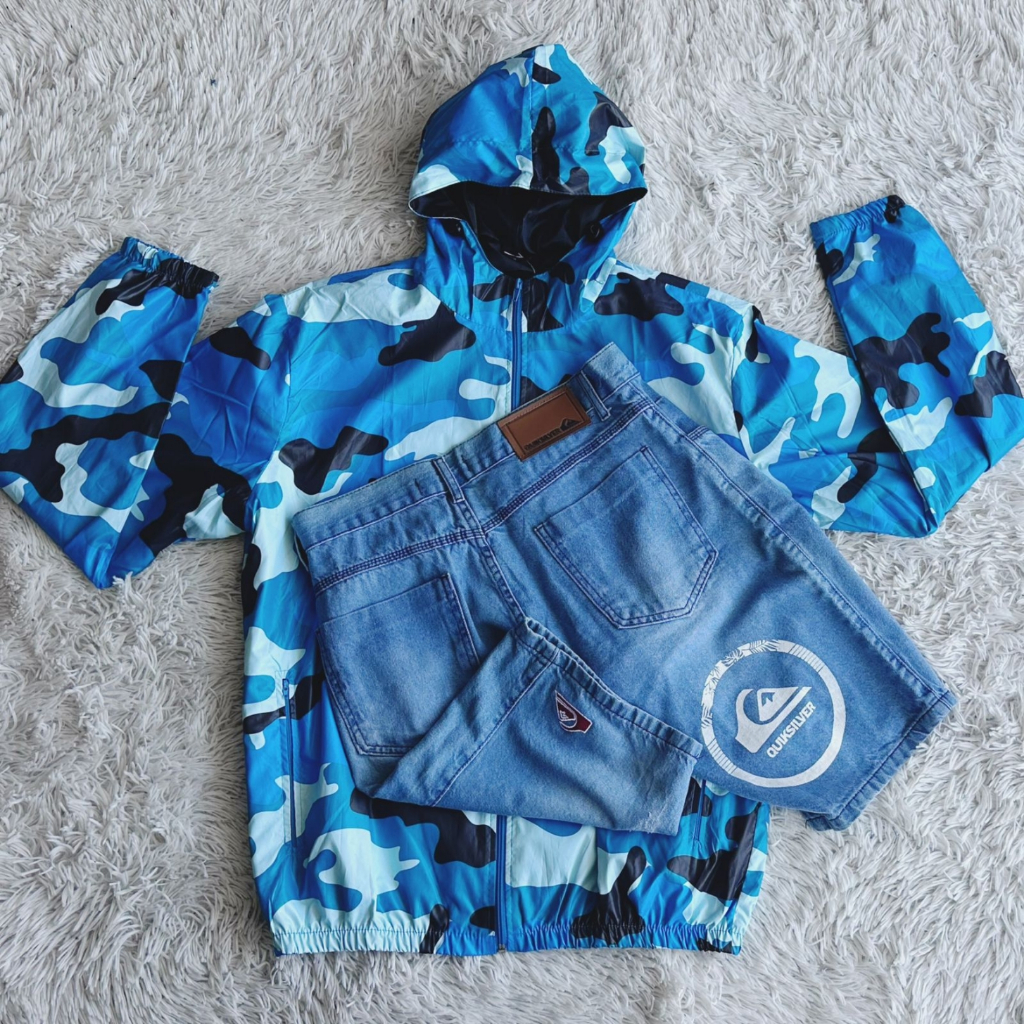 Kit Bermuda Jeans Surf Top + Jaqueta Corta Vento New | Shopee Brasil