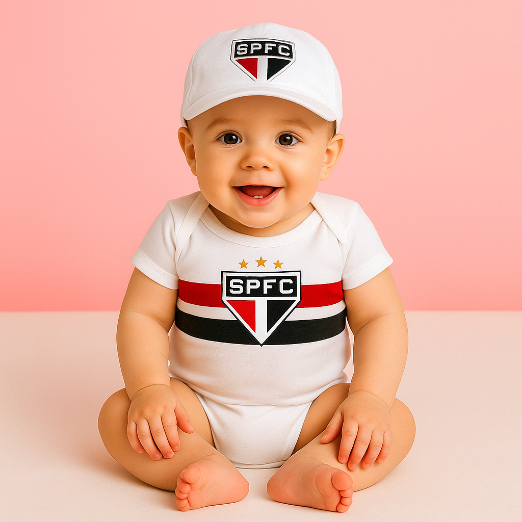 Body Time Tricolor Bebê Festa Time Futebol Torcedor Sã0 Paul0 Branco ...