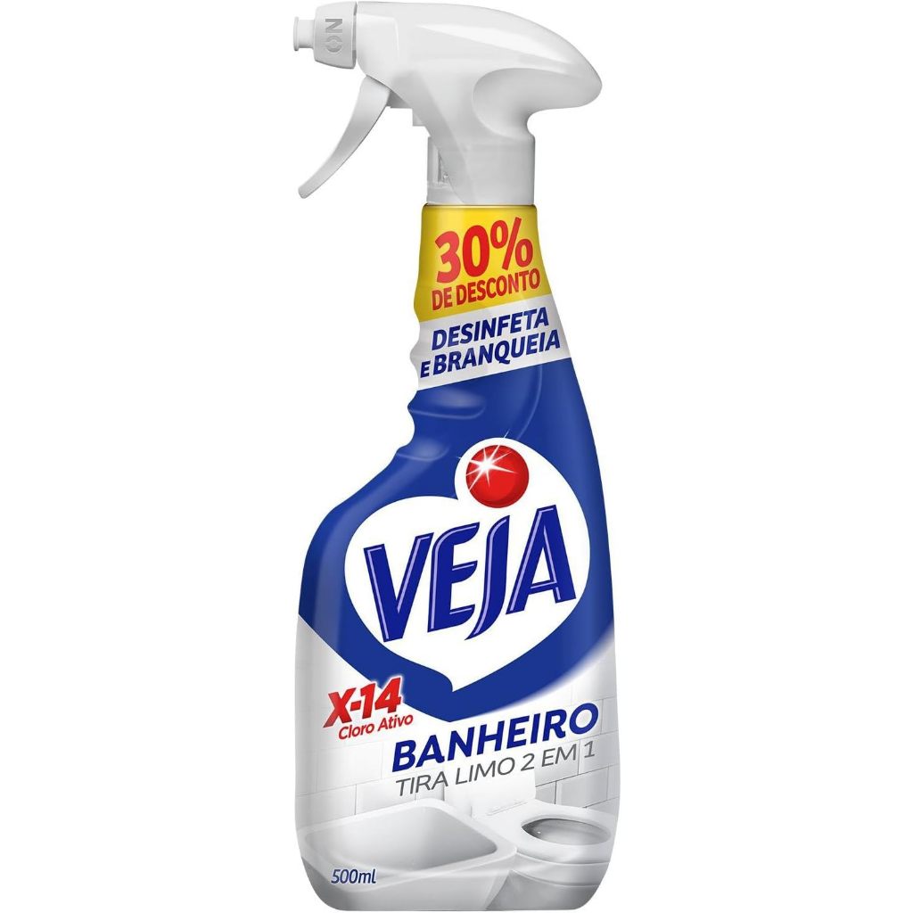 VEJA LIMPADOR SPRAY BANHEIRO X14 TIRA LIMO 500 Ml - BRANQUEIA E ...