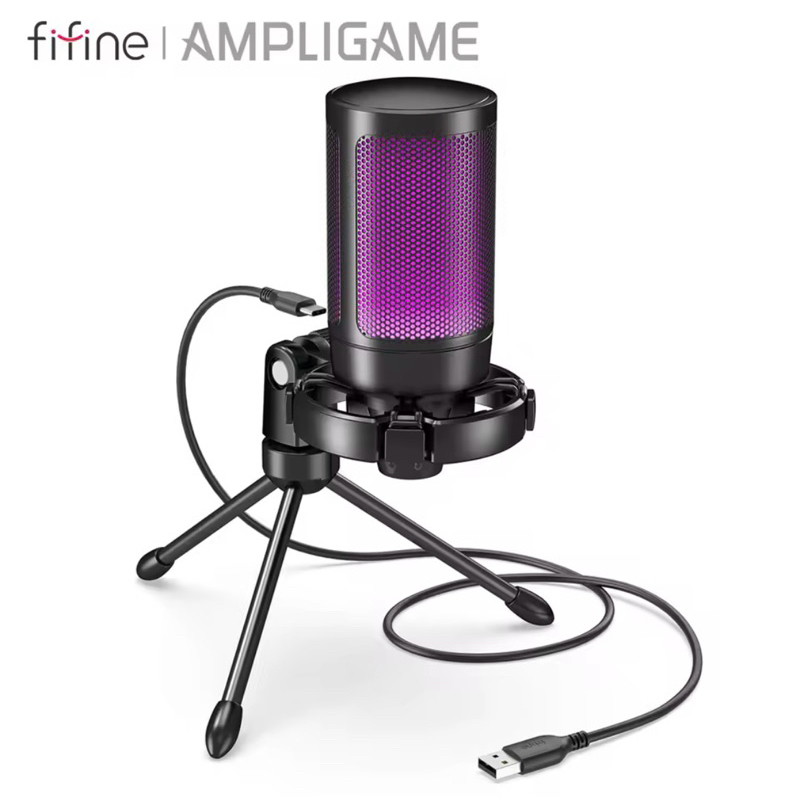 Microfone Gamer Condensador Fifine A2 Rgb Usb Black Cor Cinza-escuro ...