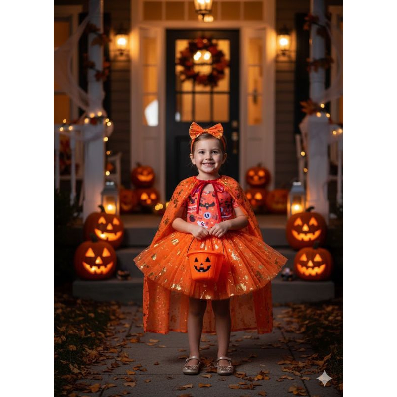 Fantasia infantil halloween kit 4pçs saia tule Body capa tiara ...