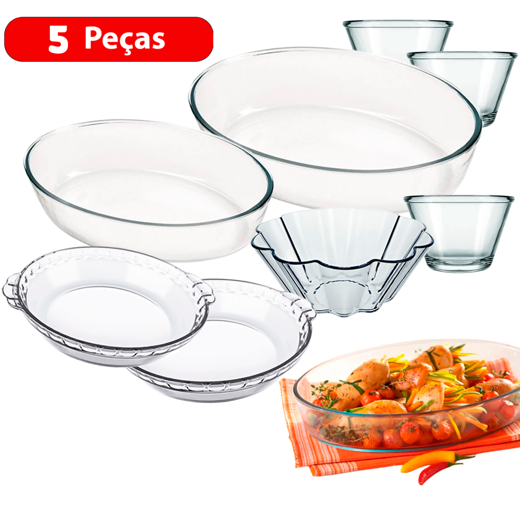 Conjunto Marinex Jogo de Travessas 5 peças Filetada Oval poli Brioche ...