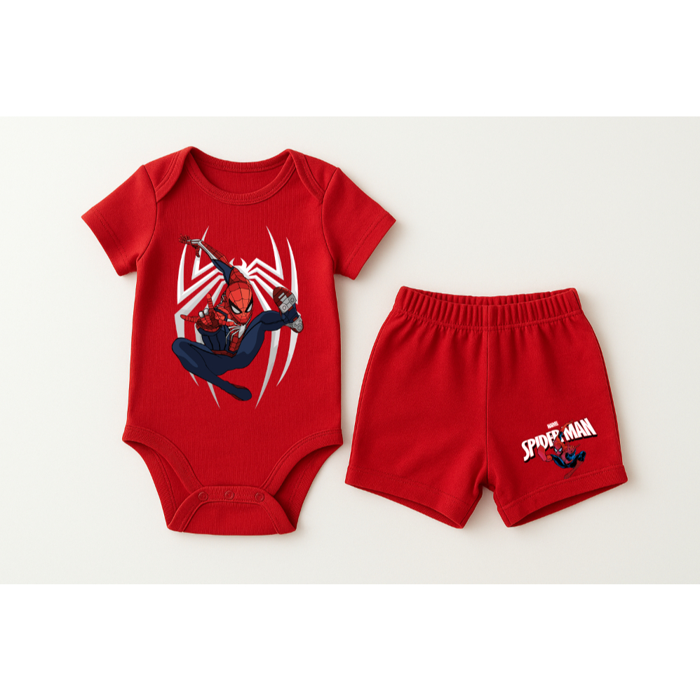 Conjunto Bebe Shorts tapa fralda e Body Spider man- Homen Aranha(100% ...