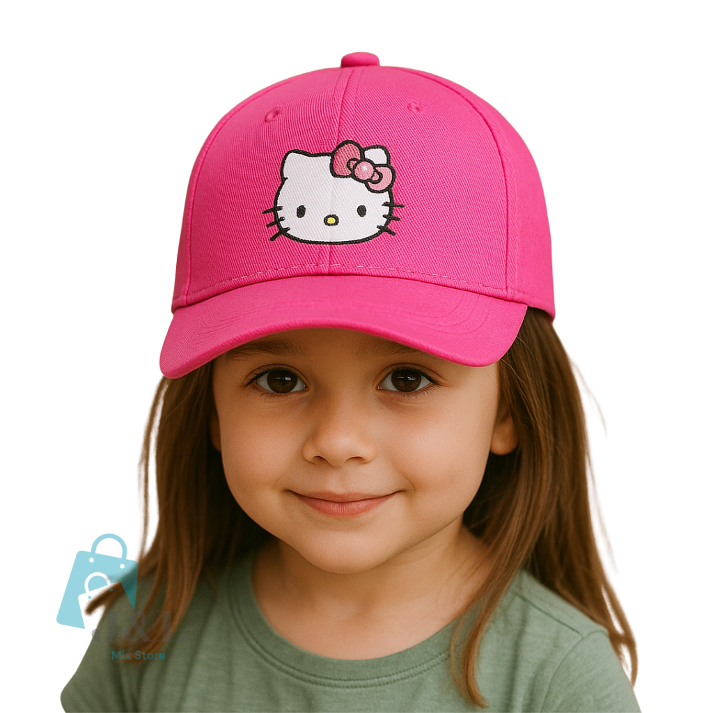 Boné Infantil meninas Personagem Hello Kitty Ajustável aba Curva ...