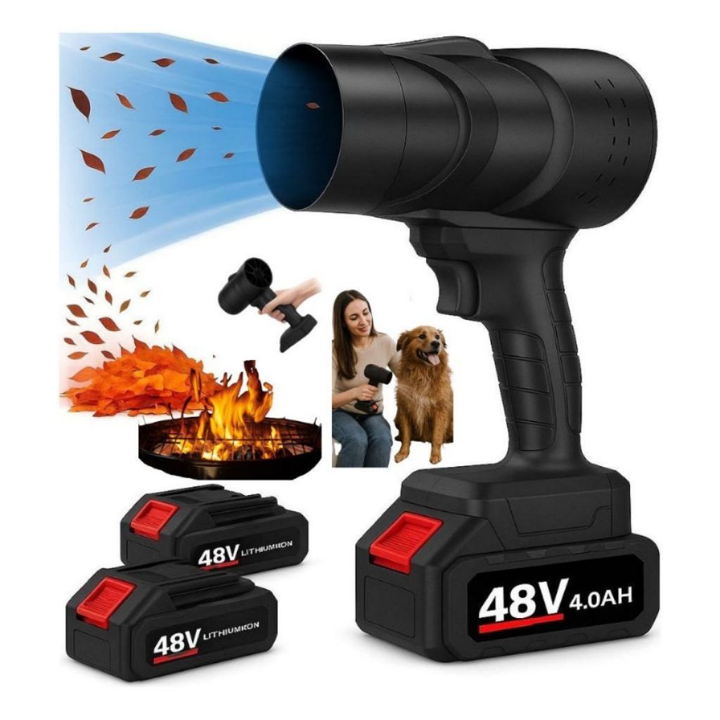 Soprador De Folhas Turbo Portátil Recarregável 48v Com Baterias Potente Limpeza Interna e ...
