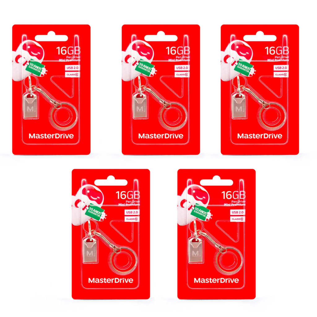 Kit com 5 pen drives 16gb/32gb/64gb/128gb Master Drive original Lacrado ...