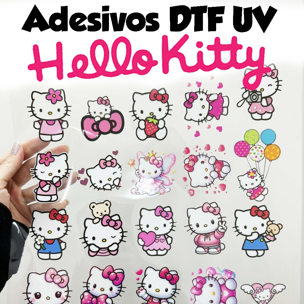 Adesivos DTF UV Hello Kitty, com imagens Personagem Hello Kitty ...