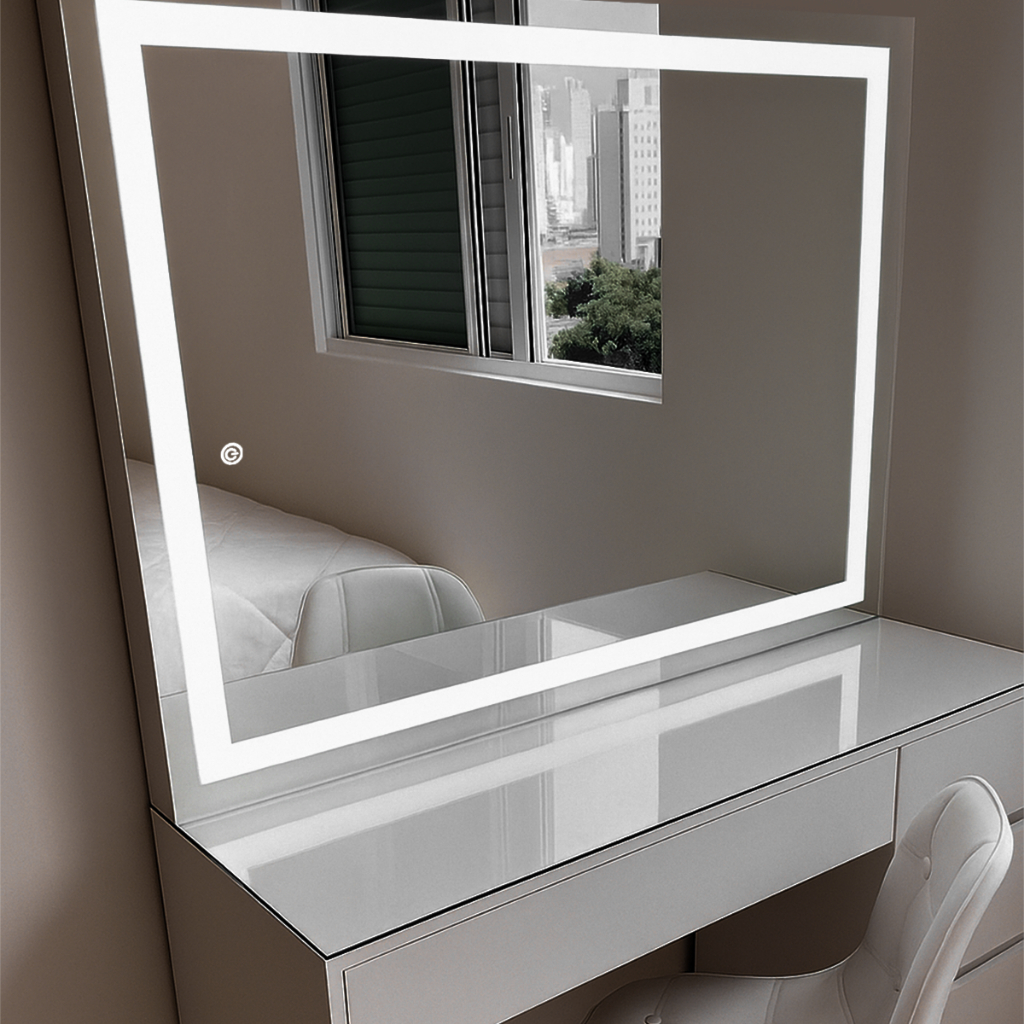 Espelho Decorativo 3 Cores Led Iluminado Touch Liga/Desliga com Suporte ...
