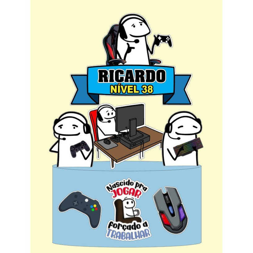 Topo de bolo Gamer Flork /Topper vídeo game/ Topo Gamer Flork | Shopee ...