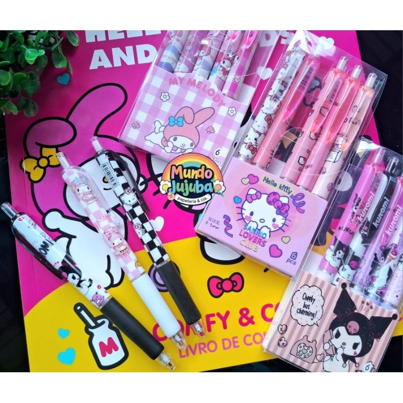kit 3 caneta gel hello kitty kuromi my melody papelaria fofa | Shopee ...