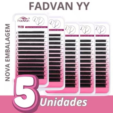 Kit 5 Caixas de Cílios YY Fadvan Volume Brasileiro Curvatura 0.07D ...