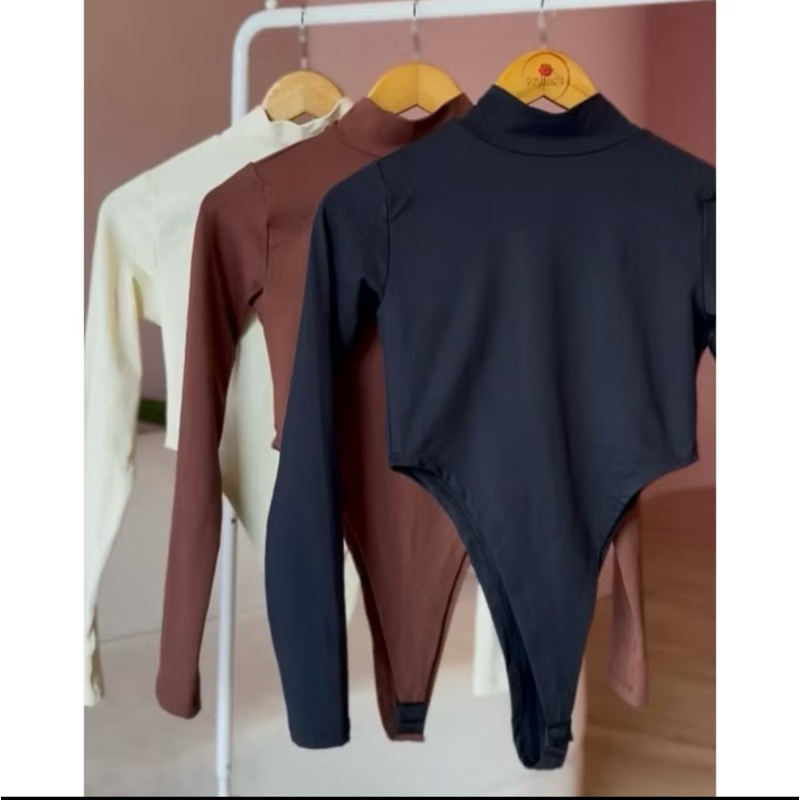 Body Cavado Feminino Manga Longa Estilo Gringa Gola Alta TAM Único ...