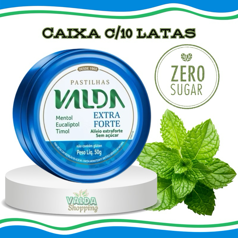 Pastilhas Valda Extra Forte Display Com 10 Latas 50g Cada | Shopee Brasil