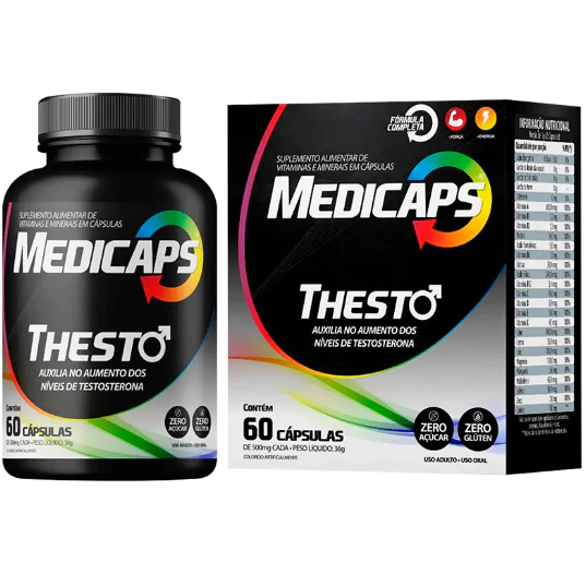 Testosterona Thesto Medicaps Vitalidade e Força Zero Açúcar Zero Glúten ...