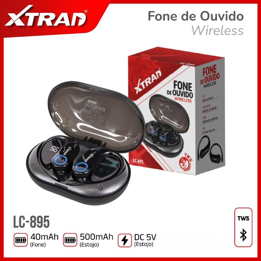 Fone de Ouvido Bluetooth XTRAD LC-895 Wireless TWS Bateria Longa Som ...