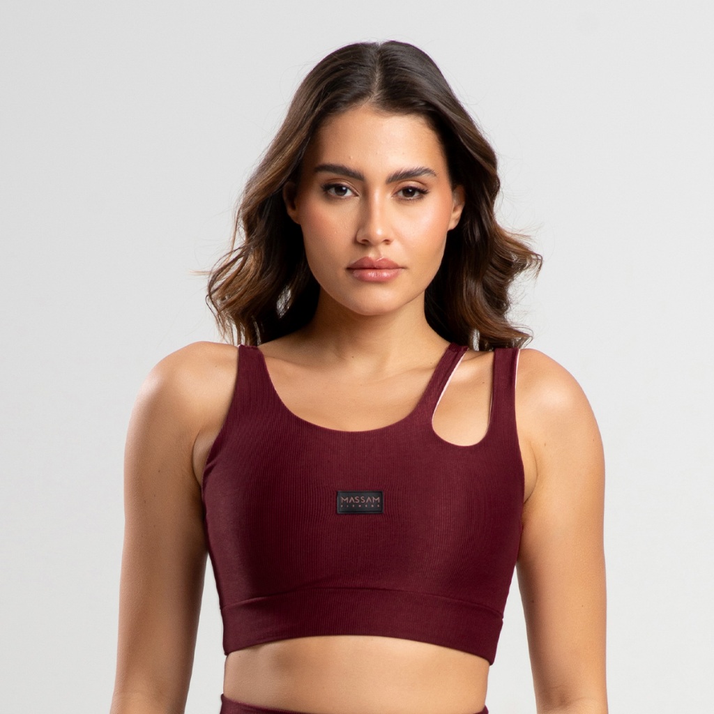 Top Feminino Poliamida Canelado Marrom Massam Fitness | Shopee Brasil