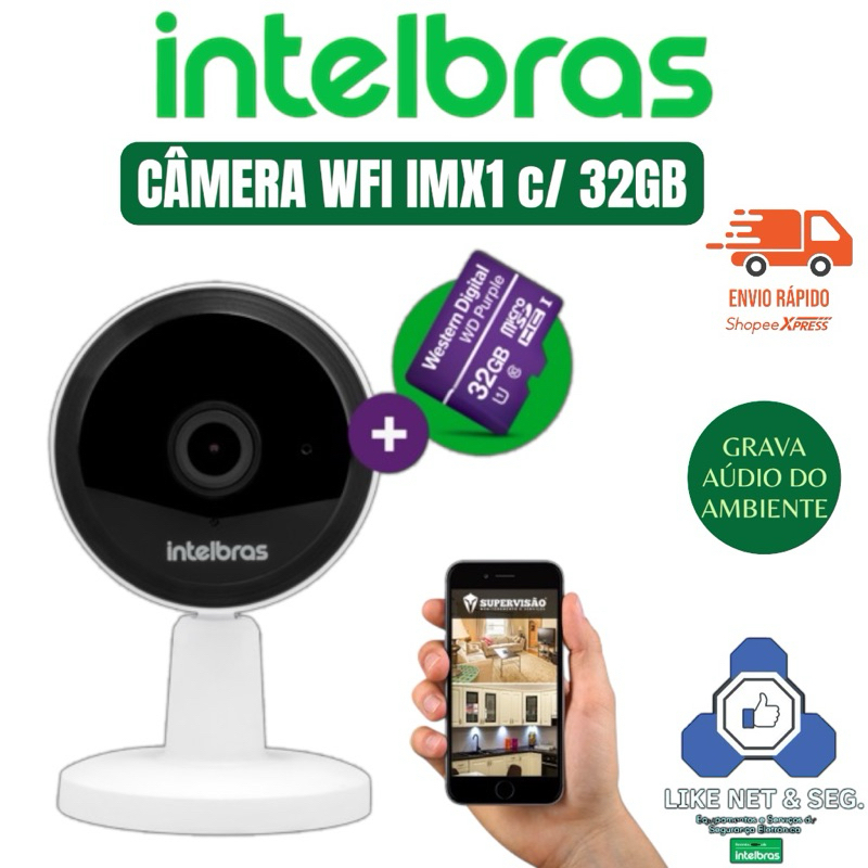 Câmera de Segurança Wi-Fi Intelbras IMX1 12MP Com Micro SD 32GB Branco ...