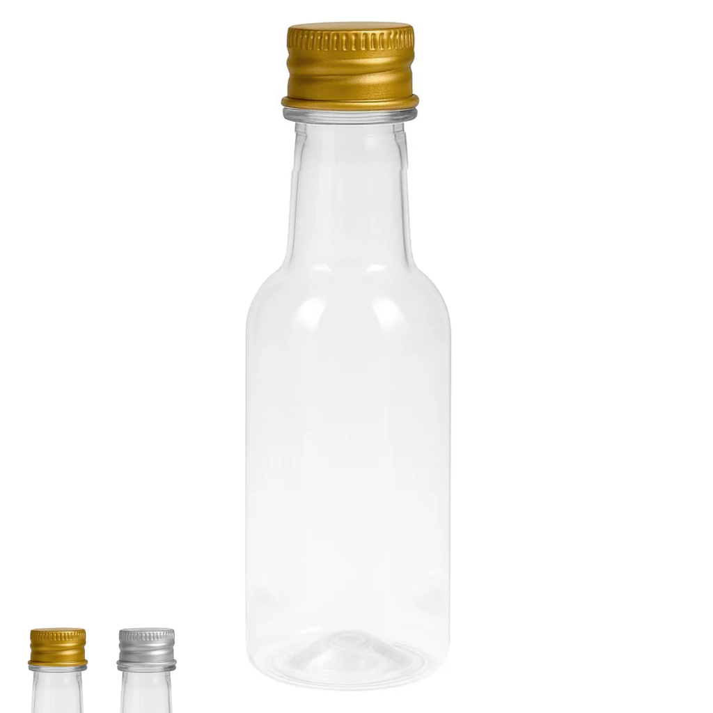Kit 100 Mini Garrafinhas 50 Ml De Plástico Com Tampa Metal Frasco ...