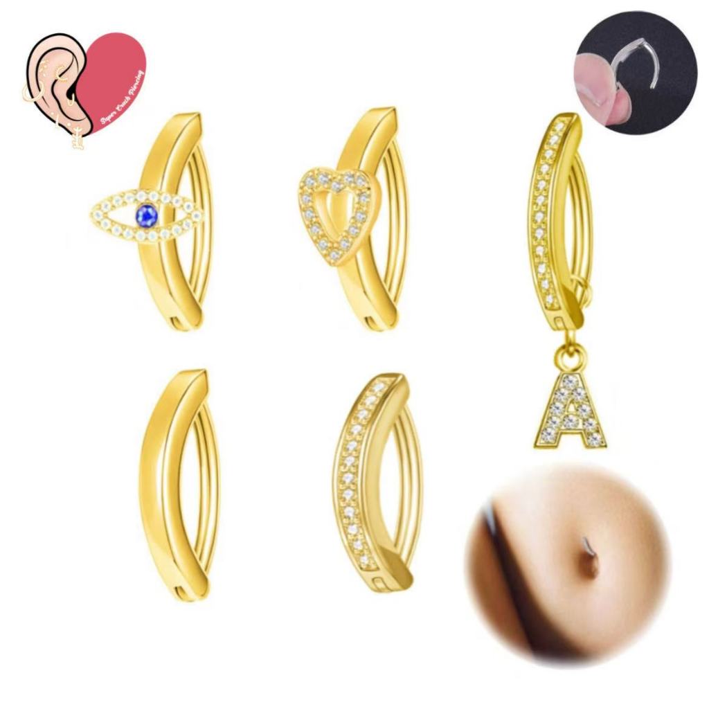 Piercing Argola Click Para Umbigo Aço Cor Dourado/Prata KA621 | Shopee ...