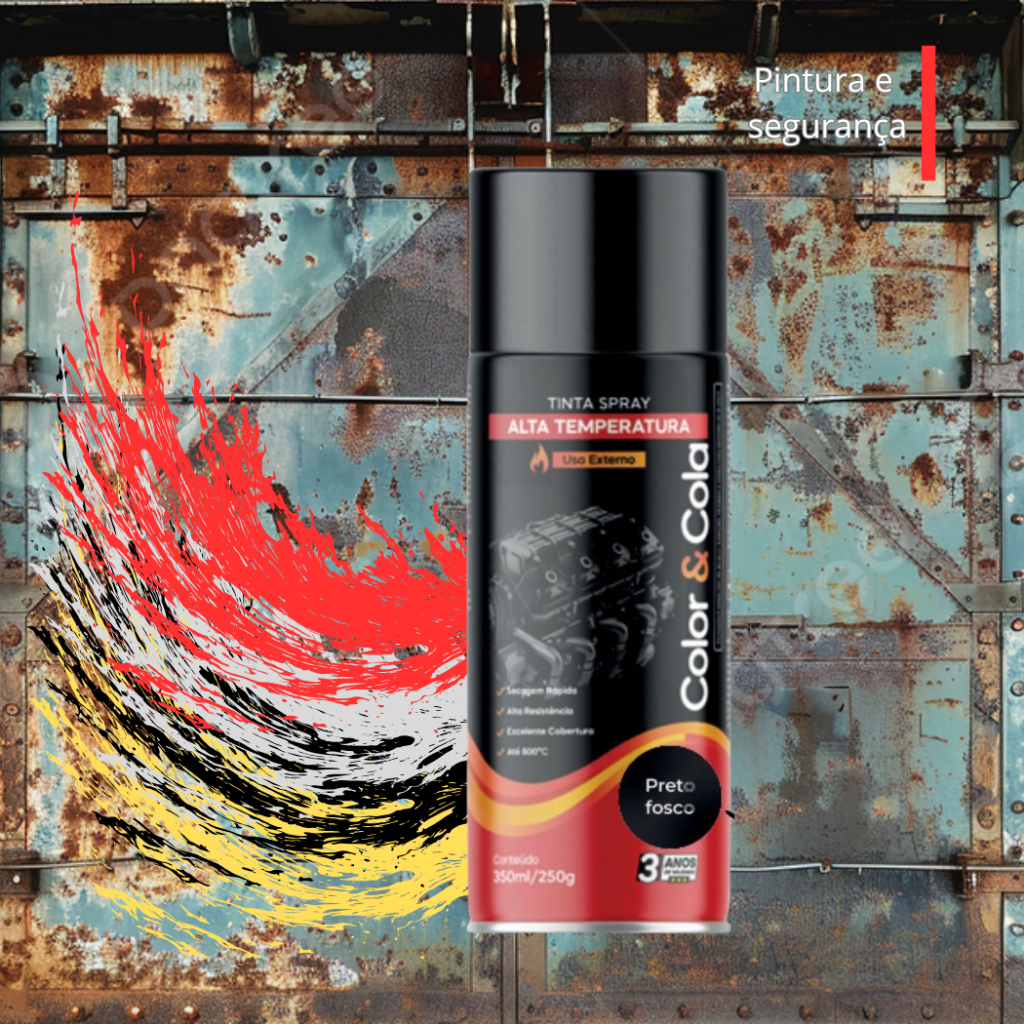 Tinta Spray 350ML Alta Temperatura Preto Fosco / Branco Fosco ...