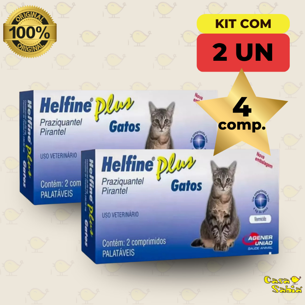 Helfine Plus Gatos Vermífugo Agener União – 4 Comprimidos | Ação Rápida ...
