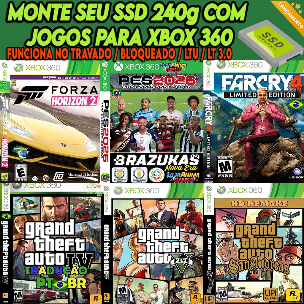SSD 240g para XBOX 360 Travado - RGH - LT 3.0 - Xploit Jogos completos ...