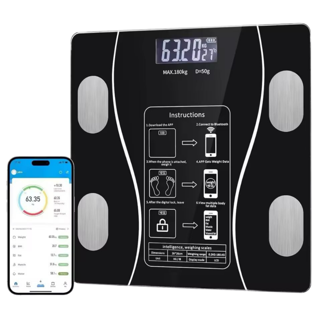 Balança Digital Corporal Precisão Bioimpedancia Profissional Bluetooth ...