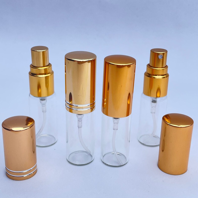 Frasco Vidro 5ML c/ Tampa Dourada Lisa ou Com Frisos - Kit 10 PC / 3 PC ...