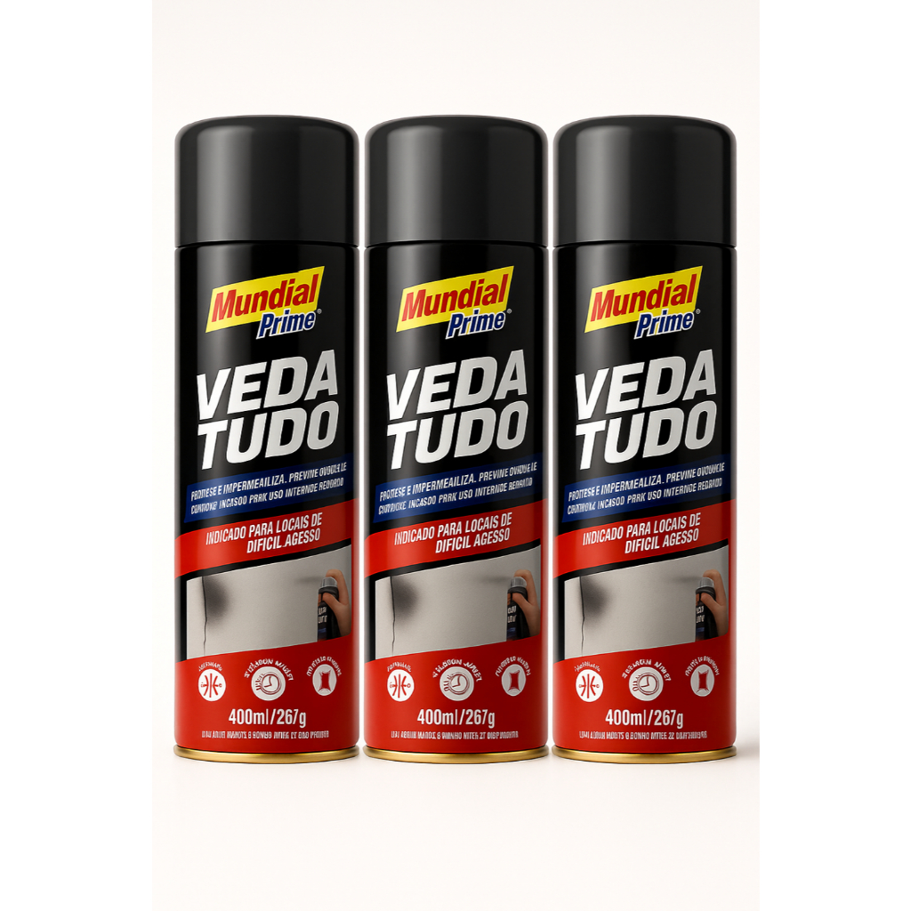 KIT COM 3 Spray Veda Tudo Borracha Líquida Impermeabilizante 400ml ...