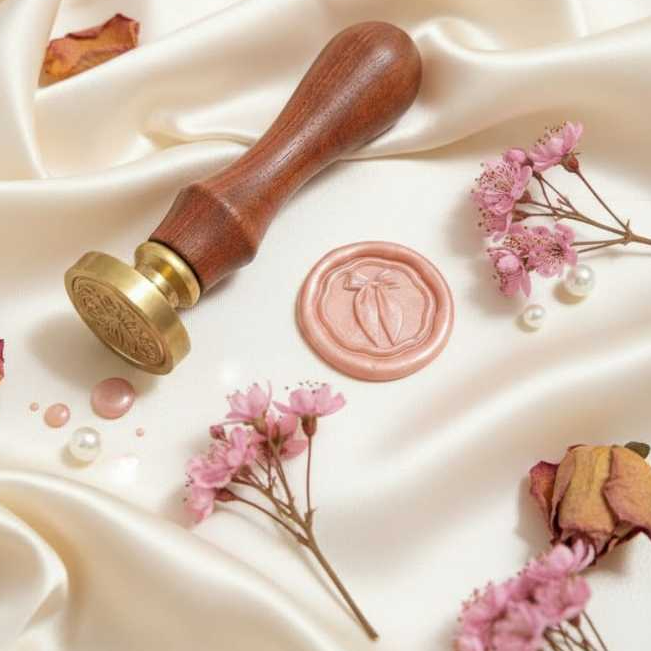 Lacre de Cera ROSE Selo para convites e lembrancinhas com fita dupla ...