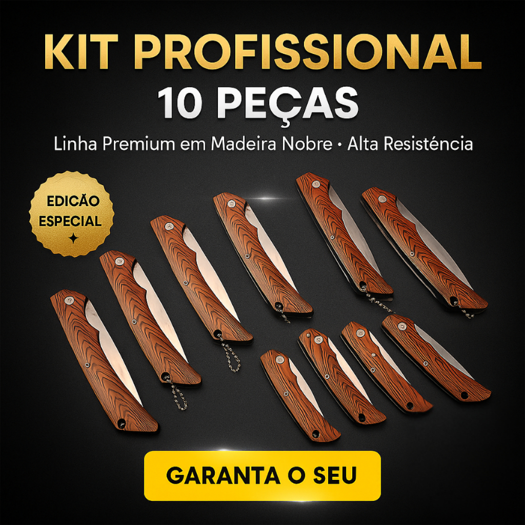 KIT 10 canivetes tipo chaveiro 16,5 cm cabo amadeirado Bolso Inox ...