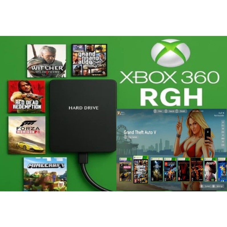 HD 500GB Xbox 360 com case interna RGH/Aurora com 246 títulos de Xbox ...
