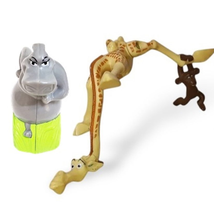 Madagascar Girafa Melman e Hipopótamo Glória Miniatura Colecionável ...