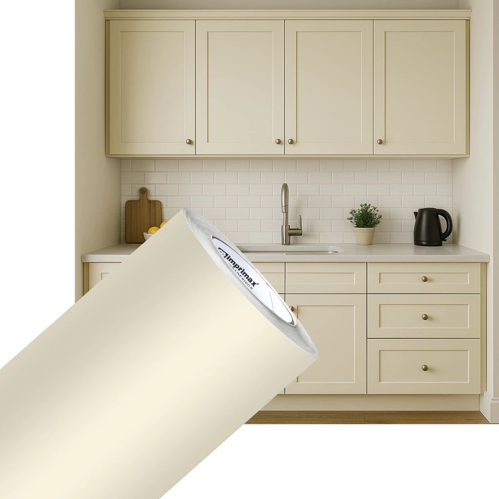 Adesivo Vinil Colorido Fosco Fórmica Satin Creme Marfim - Largura de ...