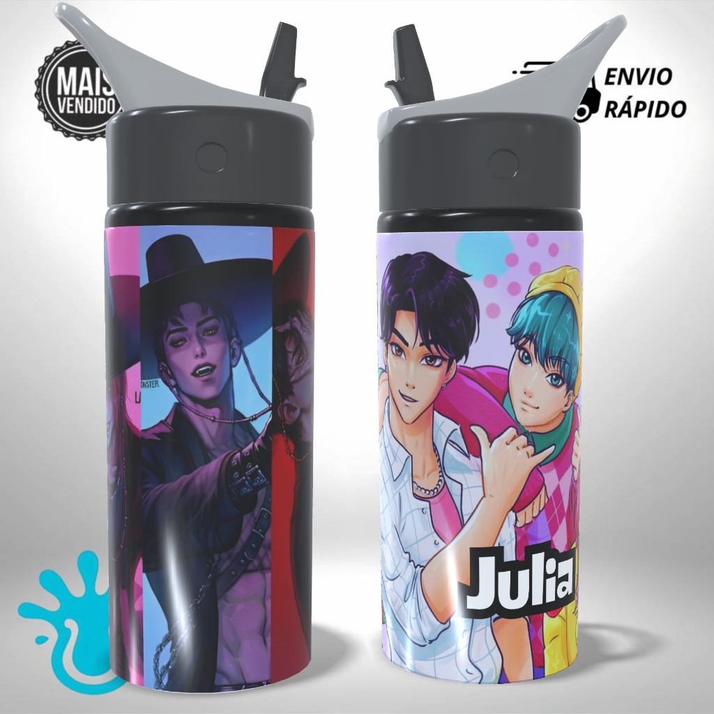 Garrafa Alumínio Personalizada Com Nome Saja Boys Idol Guerreiras do ...