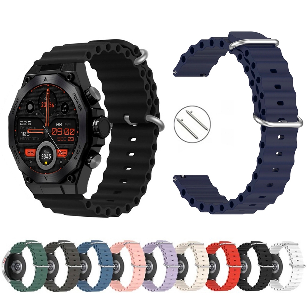 Pulseira 22mm Silicone Oceano para Smartwatch Aurafit Am18 de Engate ...