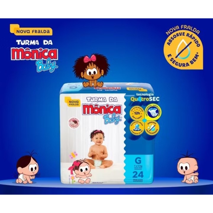 Fralda Turma da Monica TAMANHO G Pacote c/24un | Shopee Brasil