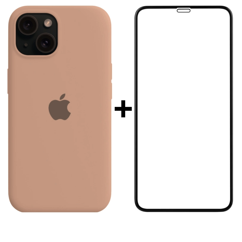 Kit Capa Rosa Pastel e Película Transparente de Iphone 15 3D Case ...