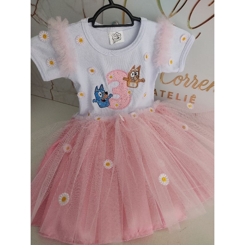 Vestido Bluey, roupa Bluey, festa bluey | Shopee Brasil