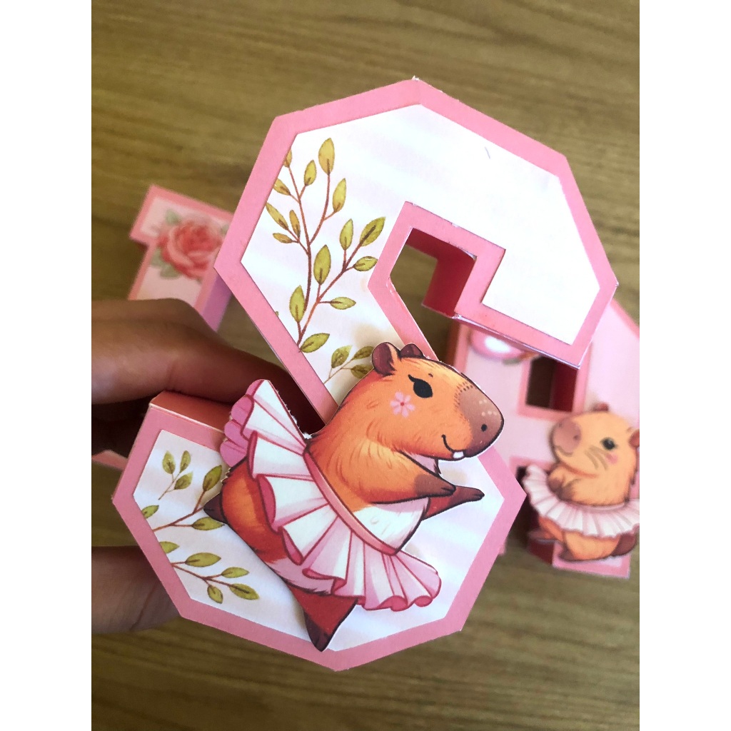 LETRA 3D | CAPIVARA | ESCOLHA SEU TEMA| ANIVERSÁRIO | DECORAÇÃO ...