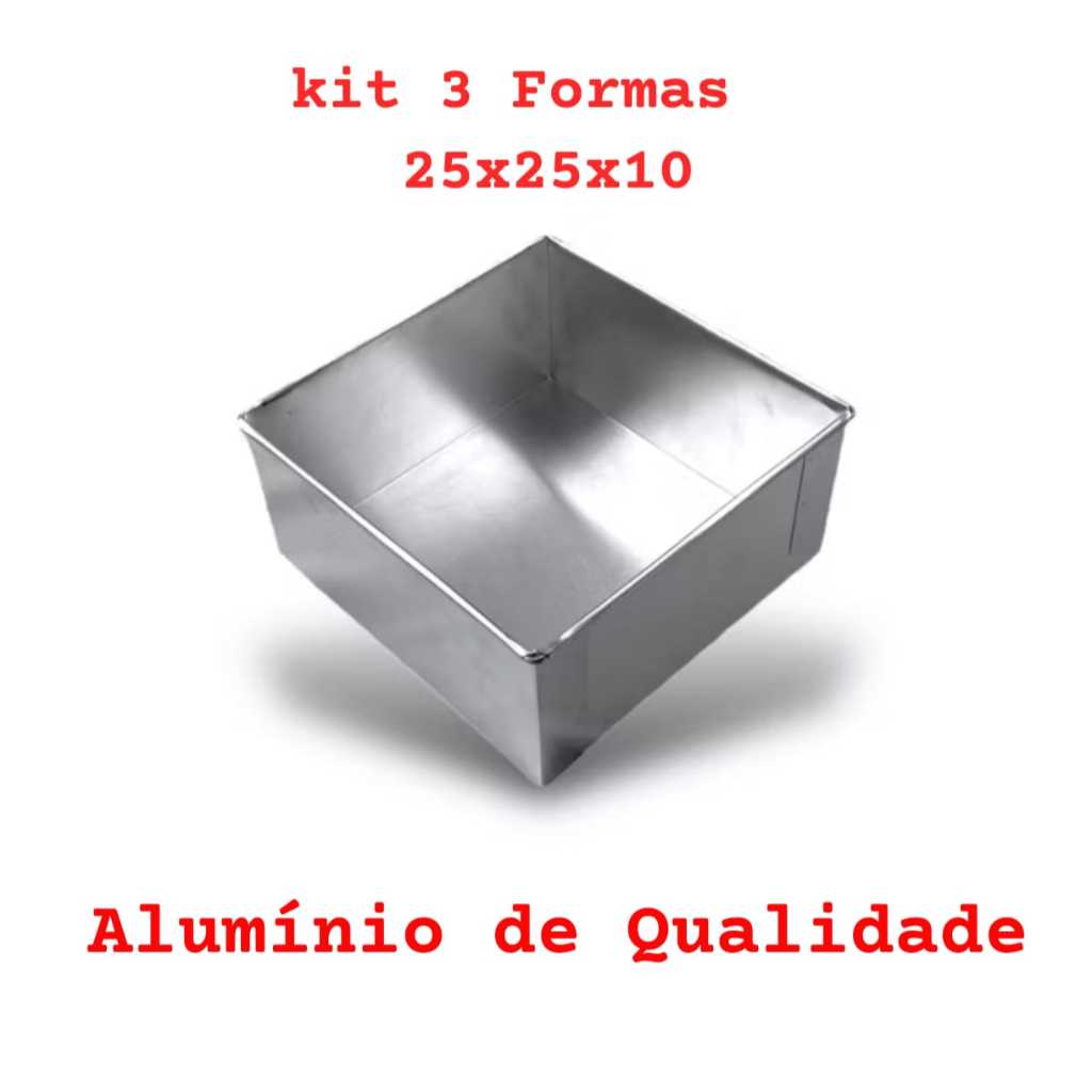 Forma Quadrada Alta 25x25x10 Formas para Bolo Assadeira de Alumínio Kit ...
