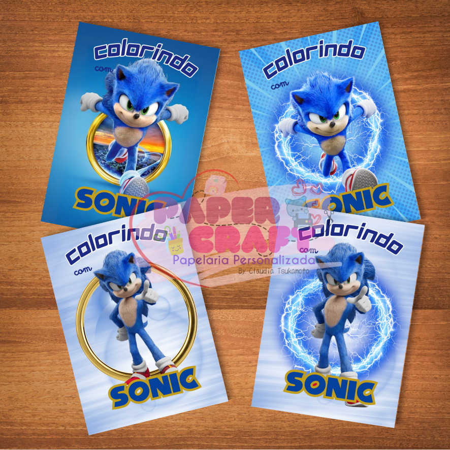 Mini livrinho de colorir personalizada Sonic para lembrança de festa 20 ...