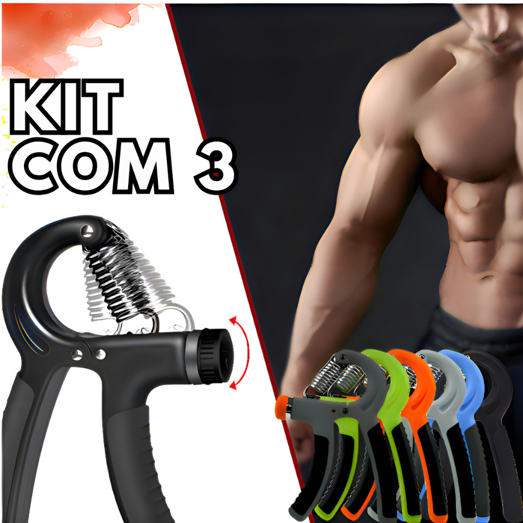 Kit com 4 Hand Grip Flexor De Punho C/Mola Ajustável Antebraço Mãos 5k ...