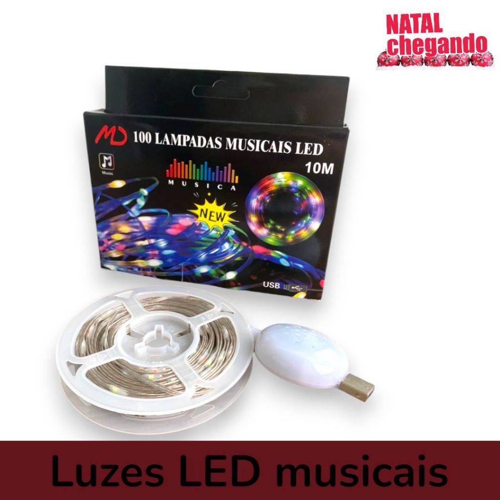 Pisca Pisca 100 Lâmpadas Musicais LED Coloridas | Shopee Brasil