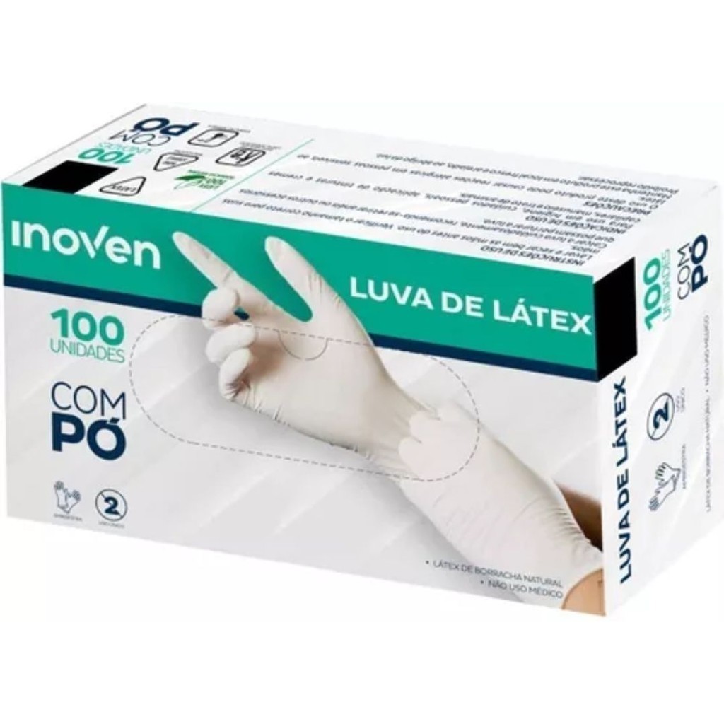Luva Látex Com Pó Branca Kit Profissional 1000un Inoven | Shopee Brasil