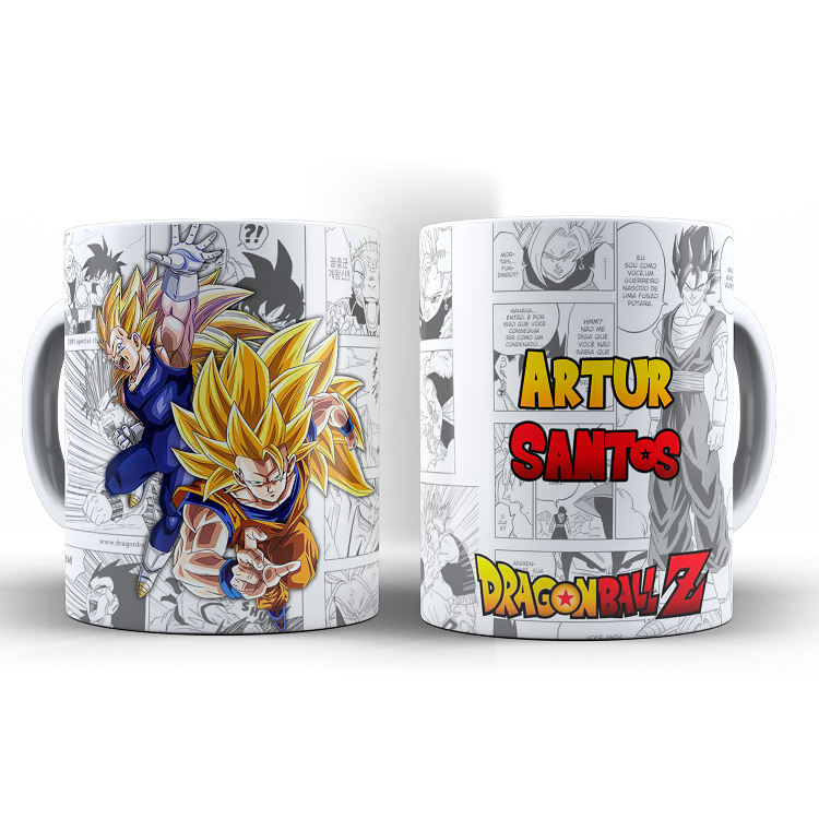 Caneca Personalizada Dragon Ball Z Gibi - Goku/Vegeta (Com Seu Nome ...